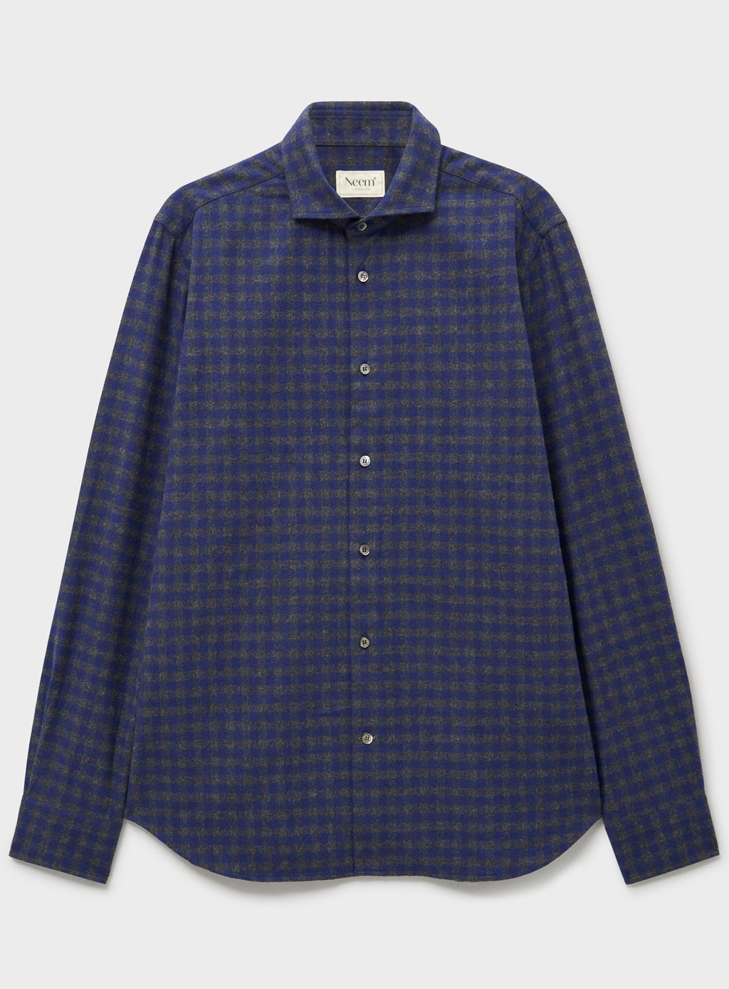Italian Flannel Navy & Grey Check Cut Away Shirt – Neem London