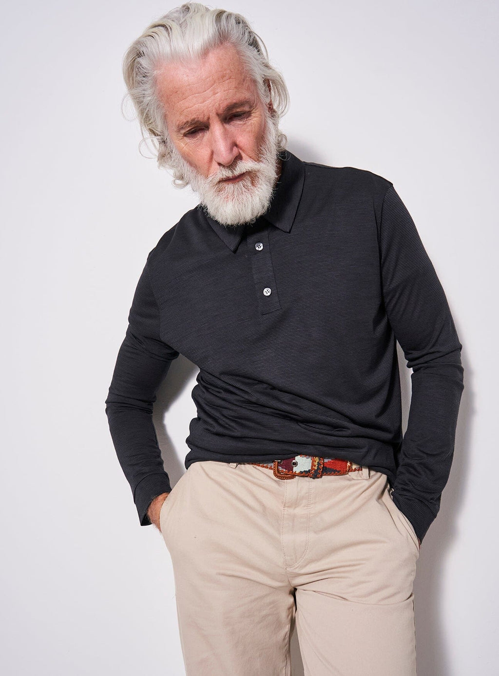 ZQ Merino Wool Black Stripe Long Sleeve Polo – Neem London